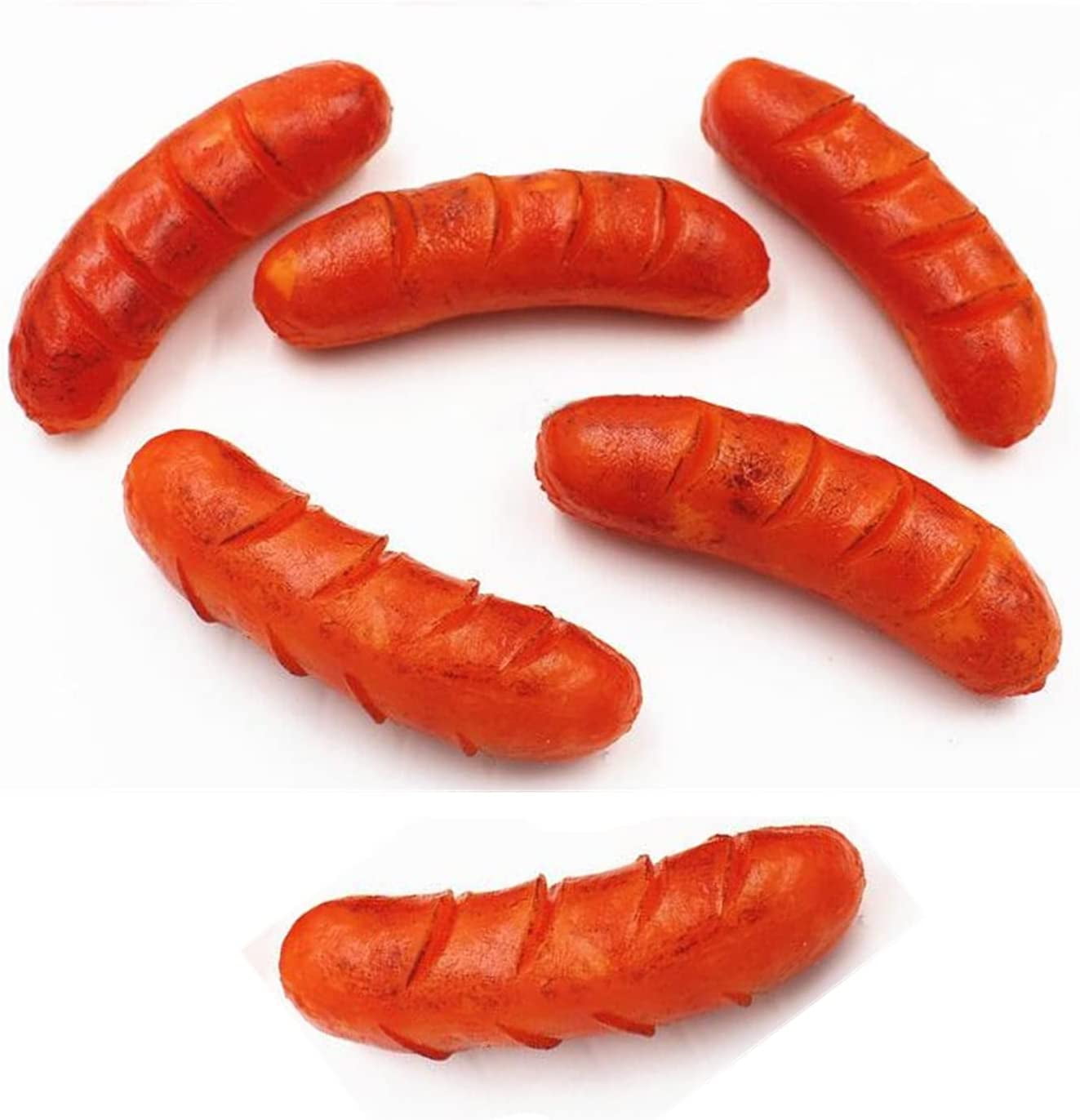 ABCISI 6 PCS Lifelike Artificial Hot Dogs, Fake Sausage Artificial Food ...