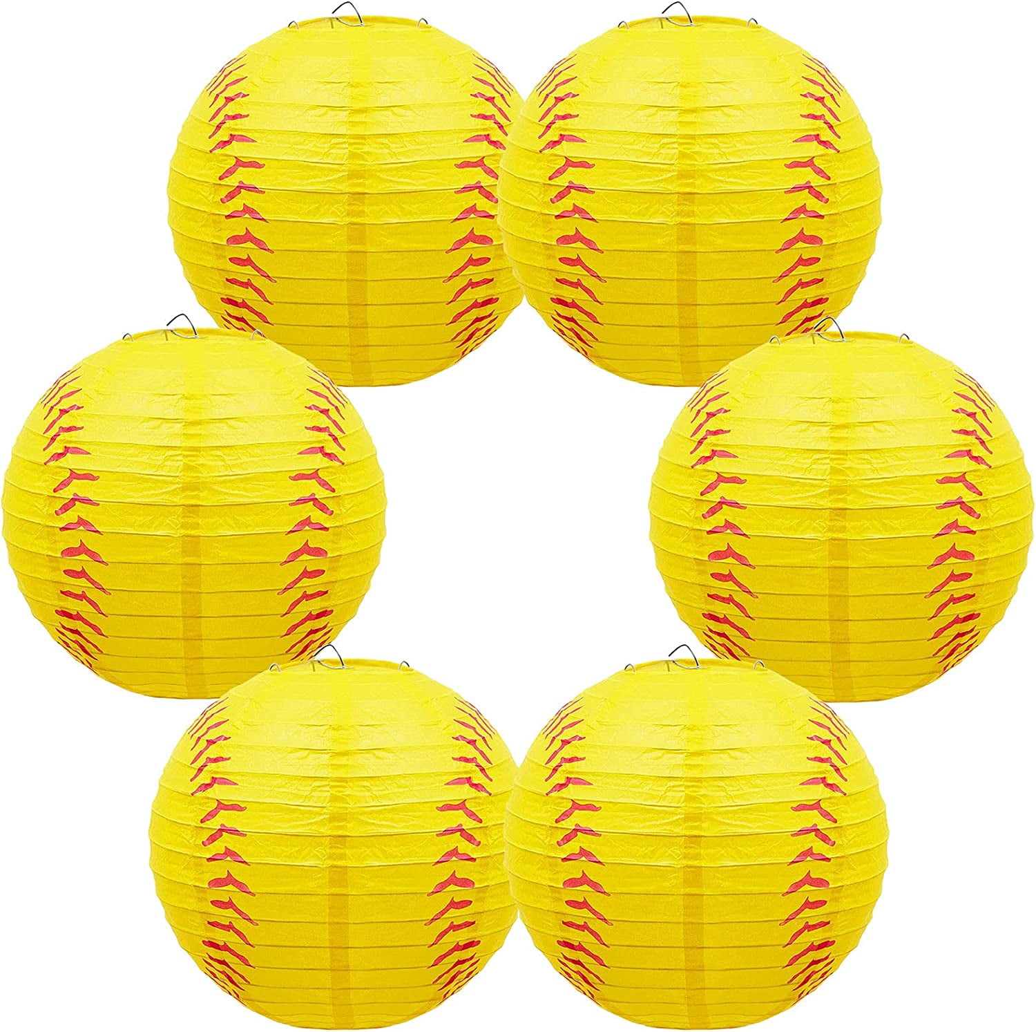 ABCISI 6 Pieces Softball Paper Lantern, 8 Inches Softball Hanging ...