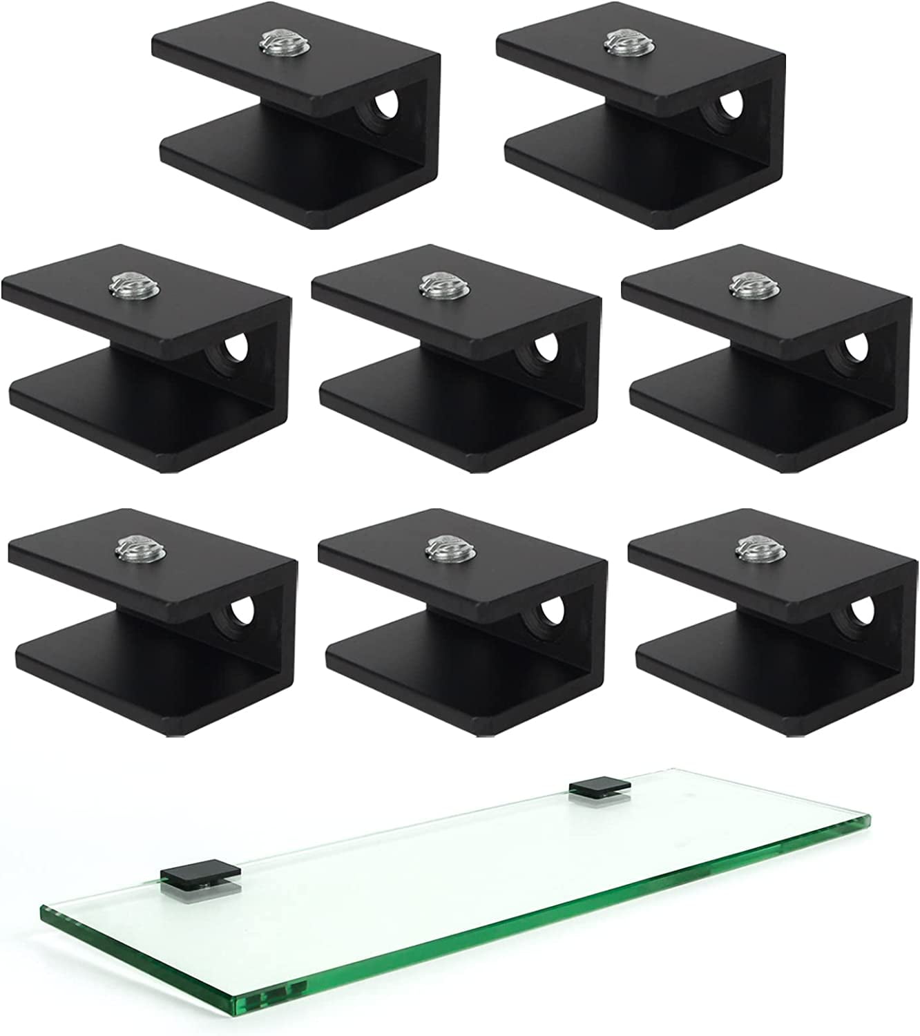 ABCISI 8 Pcs Glass Shelf Brackets - Aluminum Alloy Square Glass Clamp ...