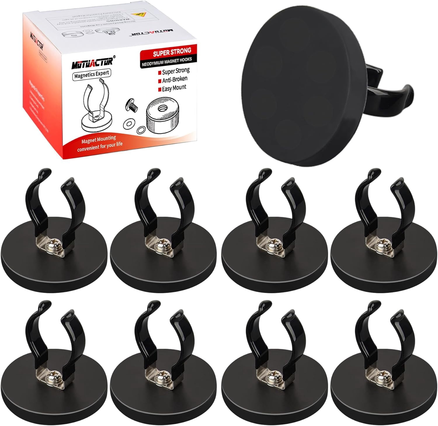 ABCISI 8PCS Universal Magnetic Hooks, Anti-Slip Magnetic Mount Heavy ...