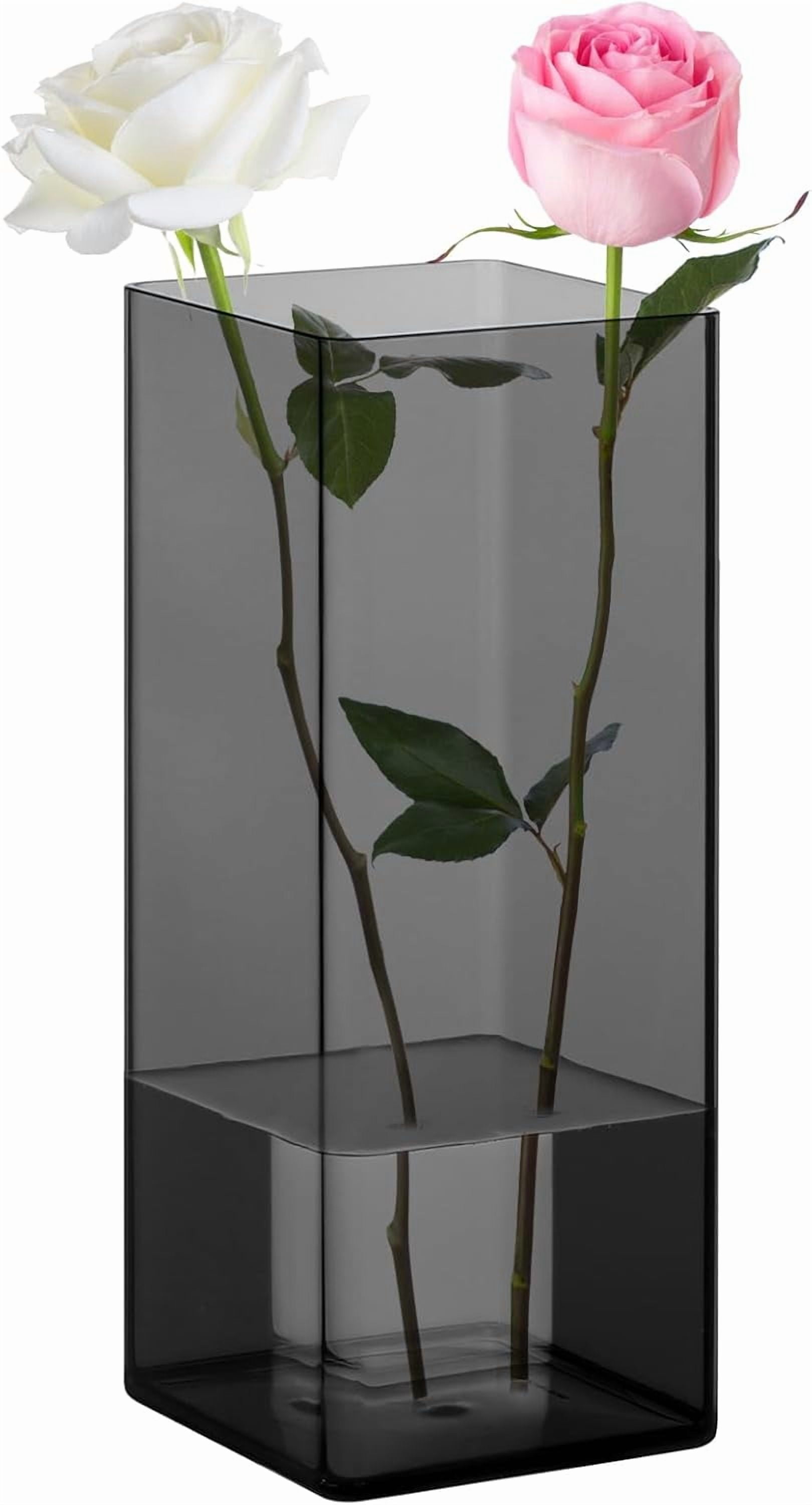 ABCISI Acrylic Vases for Flowers, 4" W x 10" H Rectangle Vase for ...