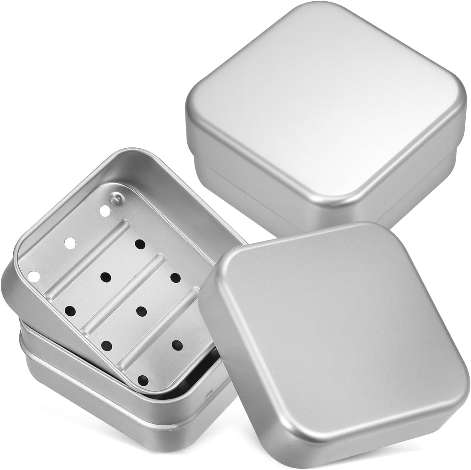 ABCISI Aluminum Soap Box, 2pcs Empty Tin Box Travel Soap Holders Soap ...