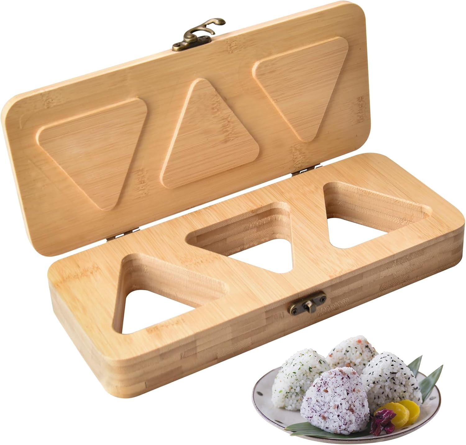 ABCISI Bamboo Onigiri Mold with Lid, Handcrafted Rice Ball Press for ...