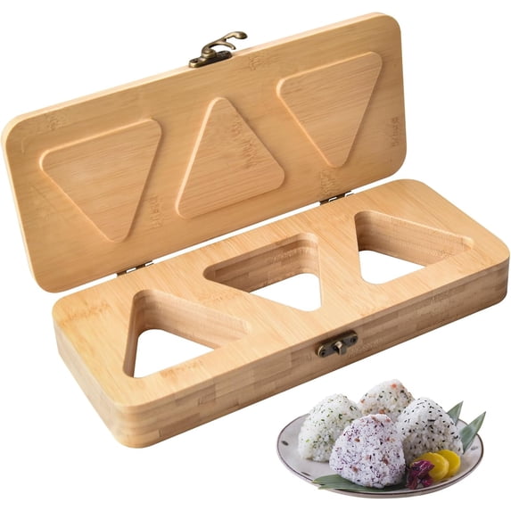 ABCISI Bamboo Onigiri Mold with Lid, Handcrafted Rice Ball Press for ...