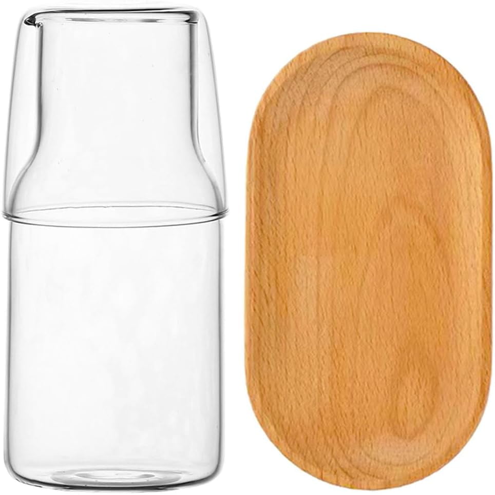 ABCISI Bedside Water Carafe 16 Oz Glass Set for Bedroom Nightstand ...