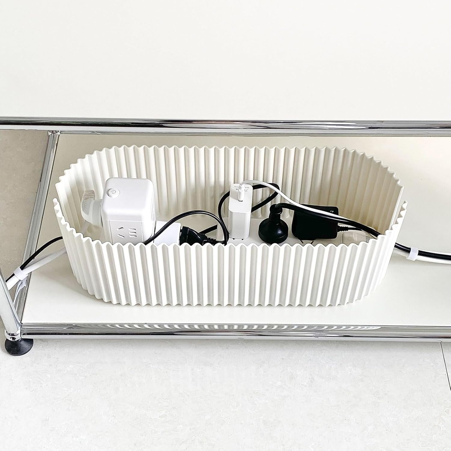 ABCISI Cable Storage Box, White Plastic Cable Management Box with Lid ...