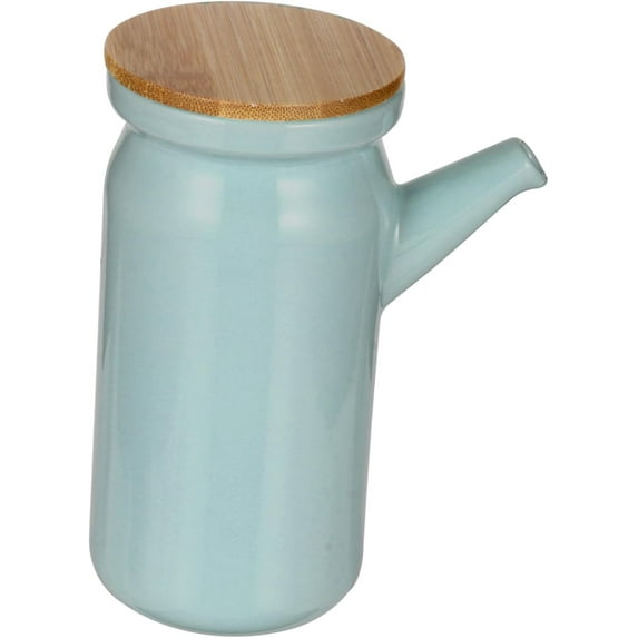 ABCISI Ceramic Oil Dispenser Bottle with Premium Wood Top, Kitchen ...