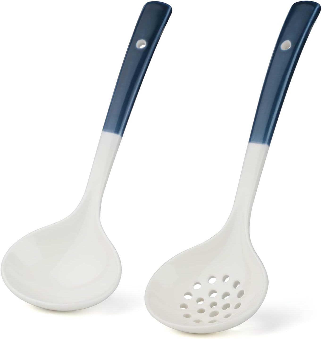 ABCISI Ceramics Ladle Spoon Set of 2, Large Soup Ladle with Skimmer ...
