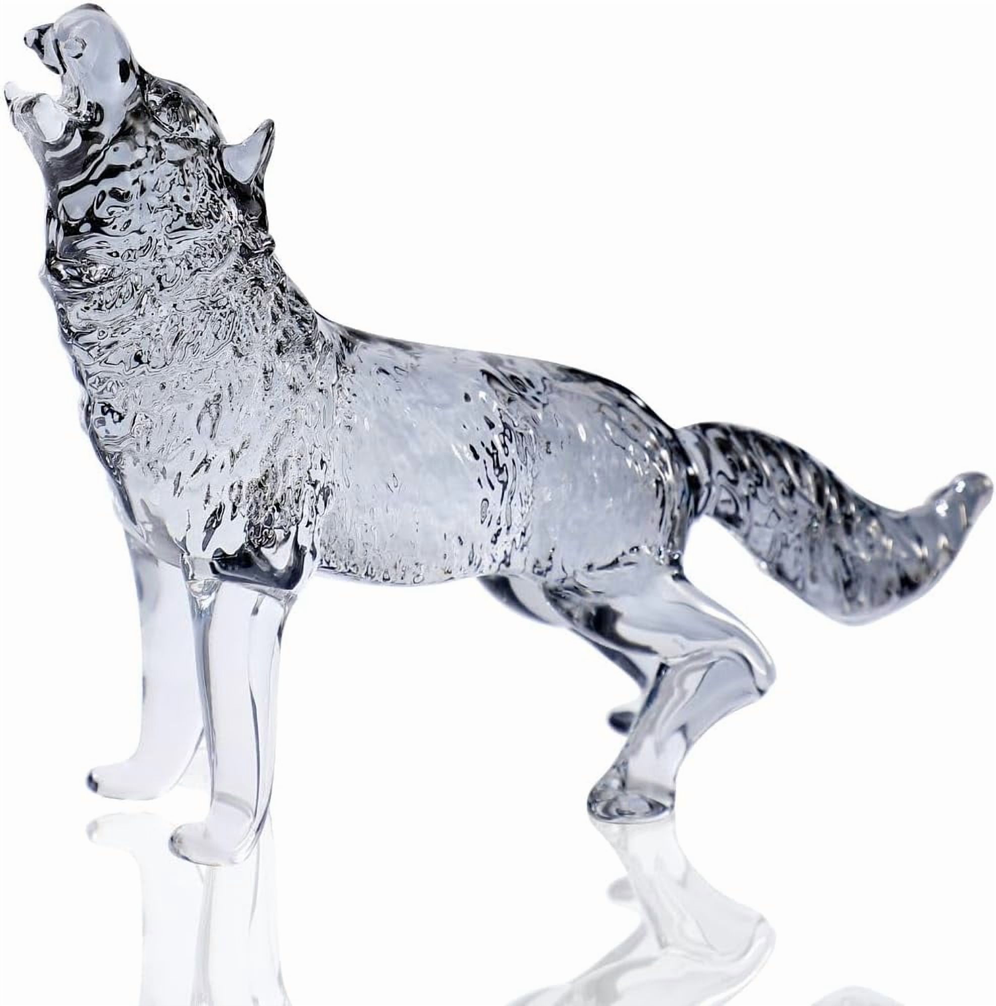 ABCISI Crystal Glass Animal Figurine, Howling Wolf Statue Hand Blown ...
