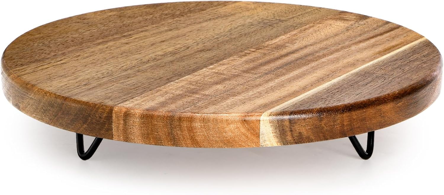 ABCISI Decorative Round Wood Riser for Display, 10 inch Acacia Wood ...