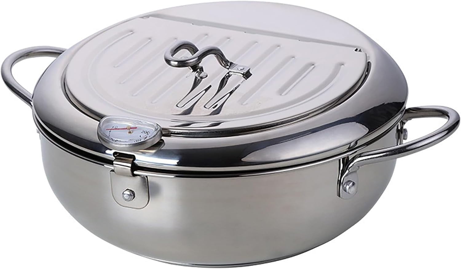 ABCISI Deep Fryer Pot with Thermometer and Lid, Stainless Steel Deeper ...