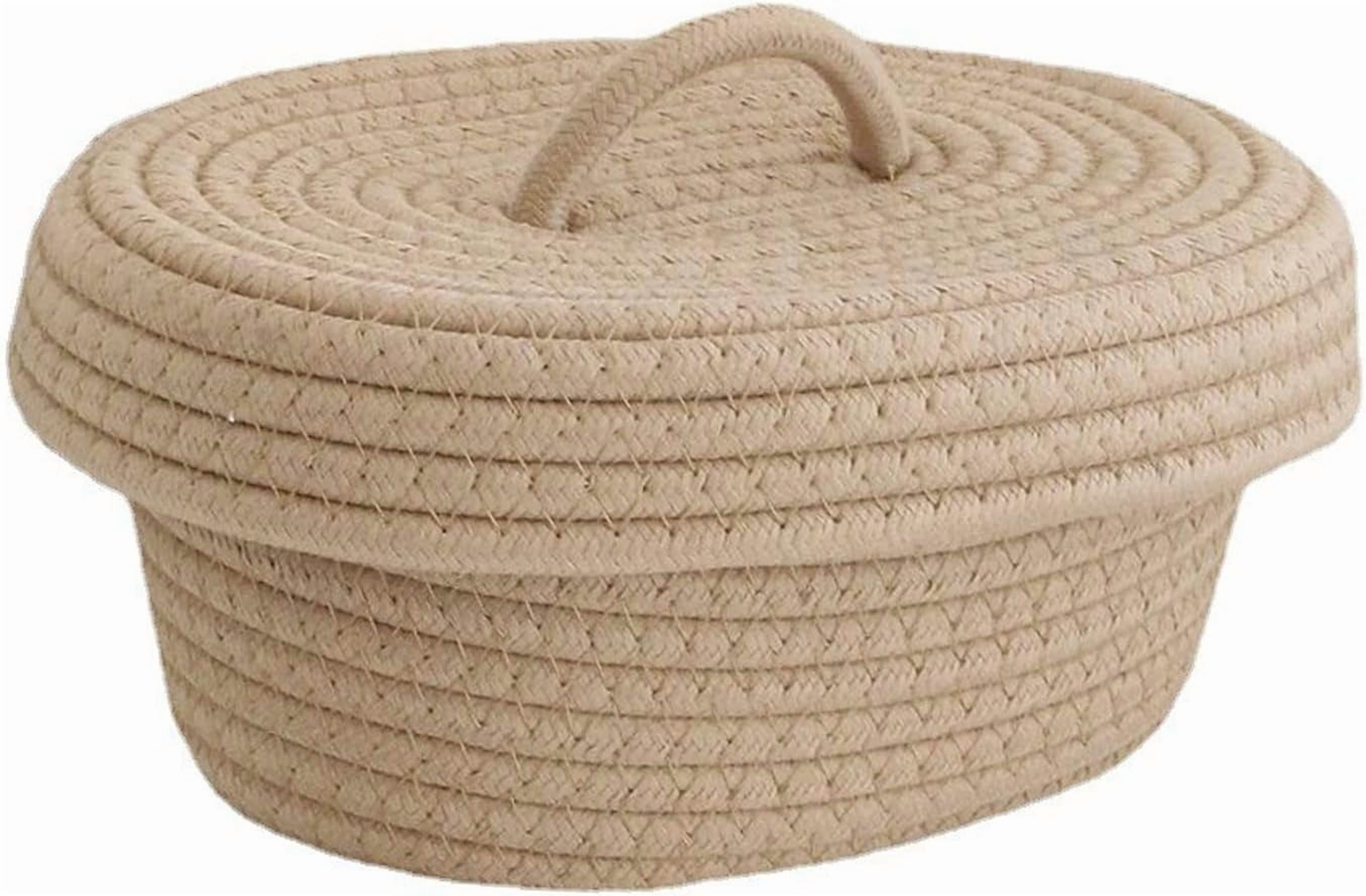 ABCISI Fabric Storage Bins with Lids, Oval Cotton Rope Storage Basket ...