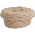 ABCISI Fabric Storage Bins with Lids, Oval Cotton Rope Storage Basket ...