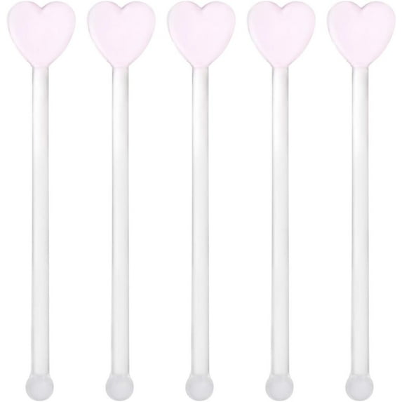 ABCISI Glass Swizzle Sticks, 5Pcs Heart Shape Drink Stirring Sticks for ...
