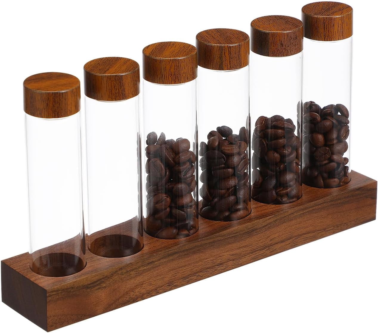 ABCISI Glass Test Tube Set with Plastic Stoppers and Wood Rack Glass ...