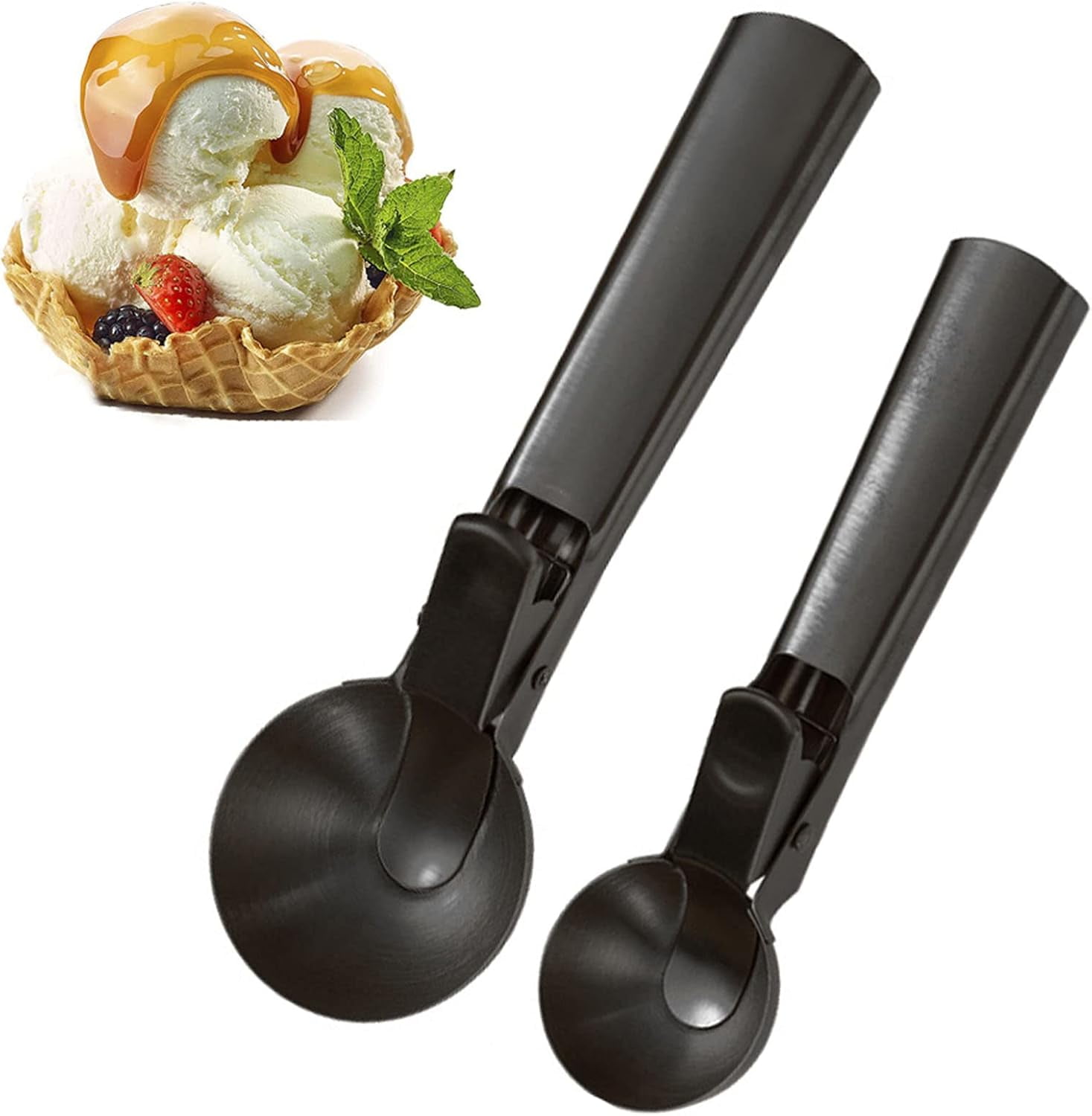 ABCISI Ice Cream Scoop, 2Pcs Portable Stainless Steel Icecream Scoop ...