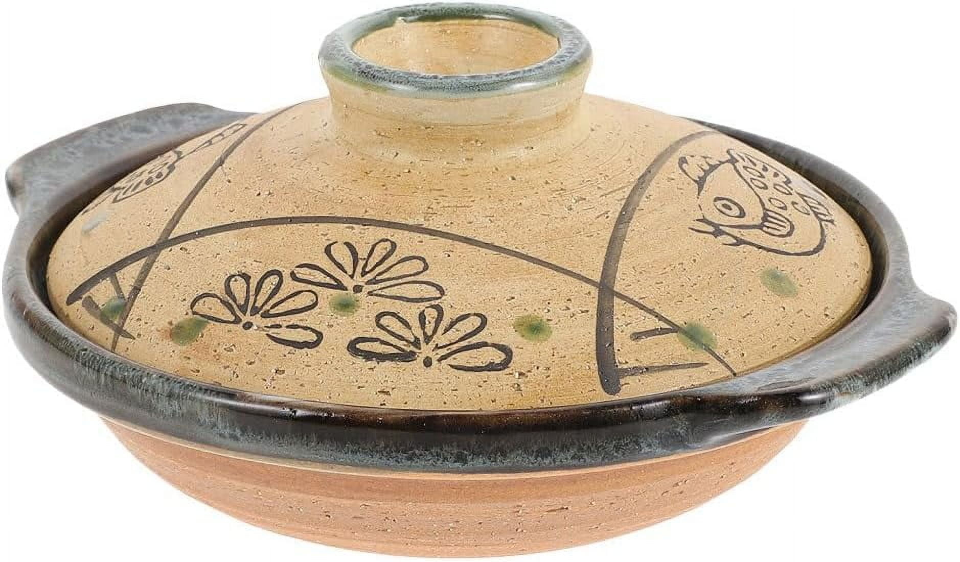 ABCISI Japanese Ceramic Casserole Pot, 7.99 Inch Brown Clay Stewing Pot ...