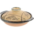 ABCISI Japanese Ceramic Casserole Pot, 7.99 Inch Brown Clay Stewing Pot ...
