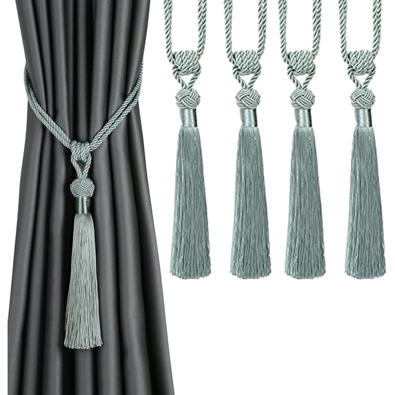 ABCISI Long Tassel Curtain Tiebacks, Handmade Braided Rope Knot Drape ...
