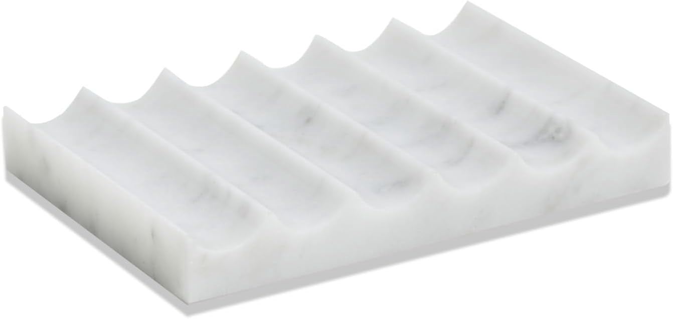 ABCISI Luxury Travertine Soap Dish, Non-Slip Self Draining Stone Soap ...