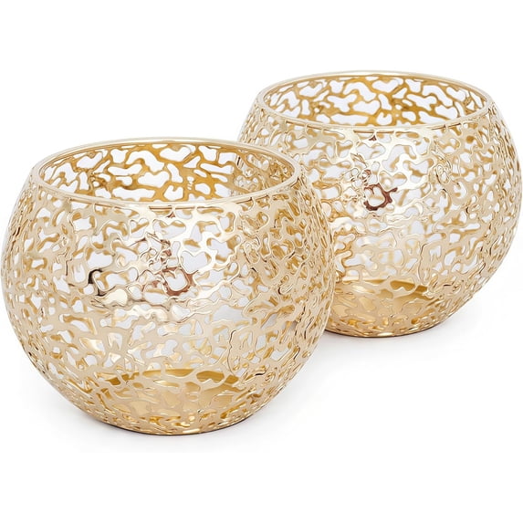 ABCISI Metal Cut-Out Tealight Candle Holders Set of 2 – Geometric ...