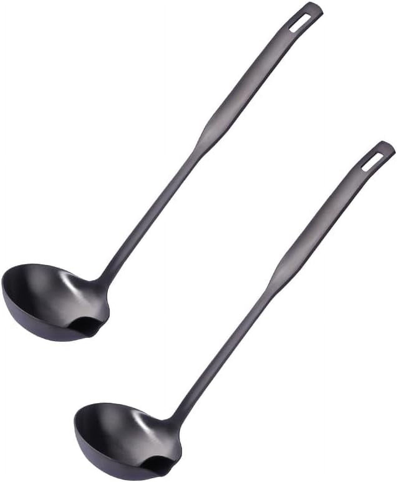 ABCISI Metal Soup Ladle with Tilted Mouth, 2 Piece Multi-Purpose Fat ...