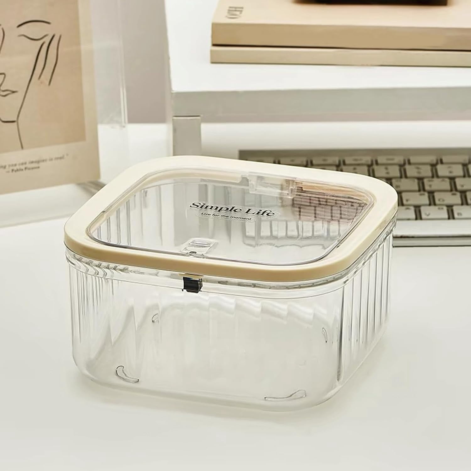 ABCISI Mini Clear Coffee Pod Holder, Desktop Trash Can with Lid, Small ...