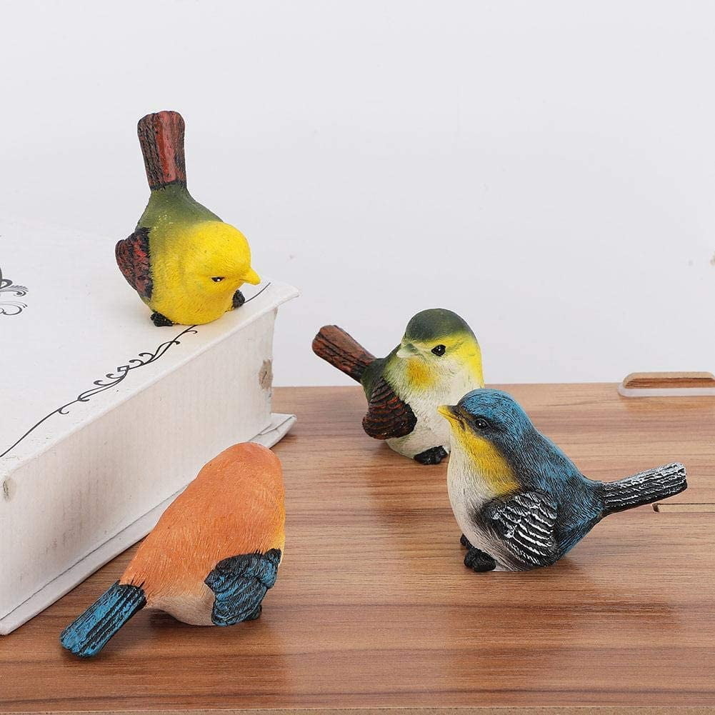 ABCISI Miniature Bird Decorative Figurines, Pack of 4 Resin Birds ...