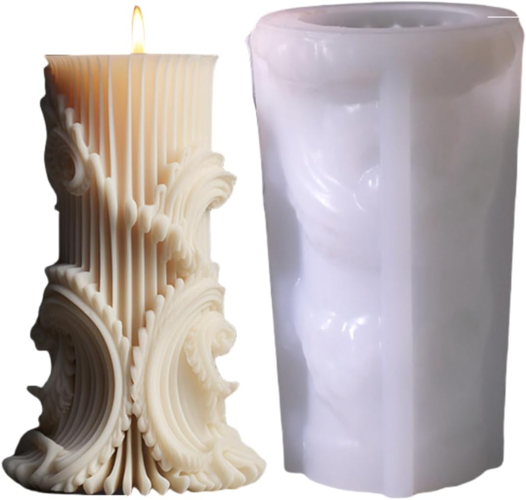 ABCISI New 3D DIY Plants Vines Roman Pillar Candle Silicone Mold, Epoxy ...