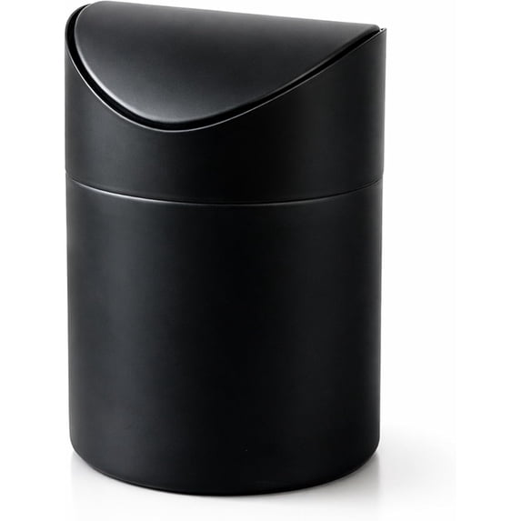 ABCISI Small Mini Trash Can with Lid, Matte Black Tabletop Garbage Can ...