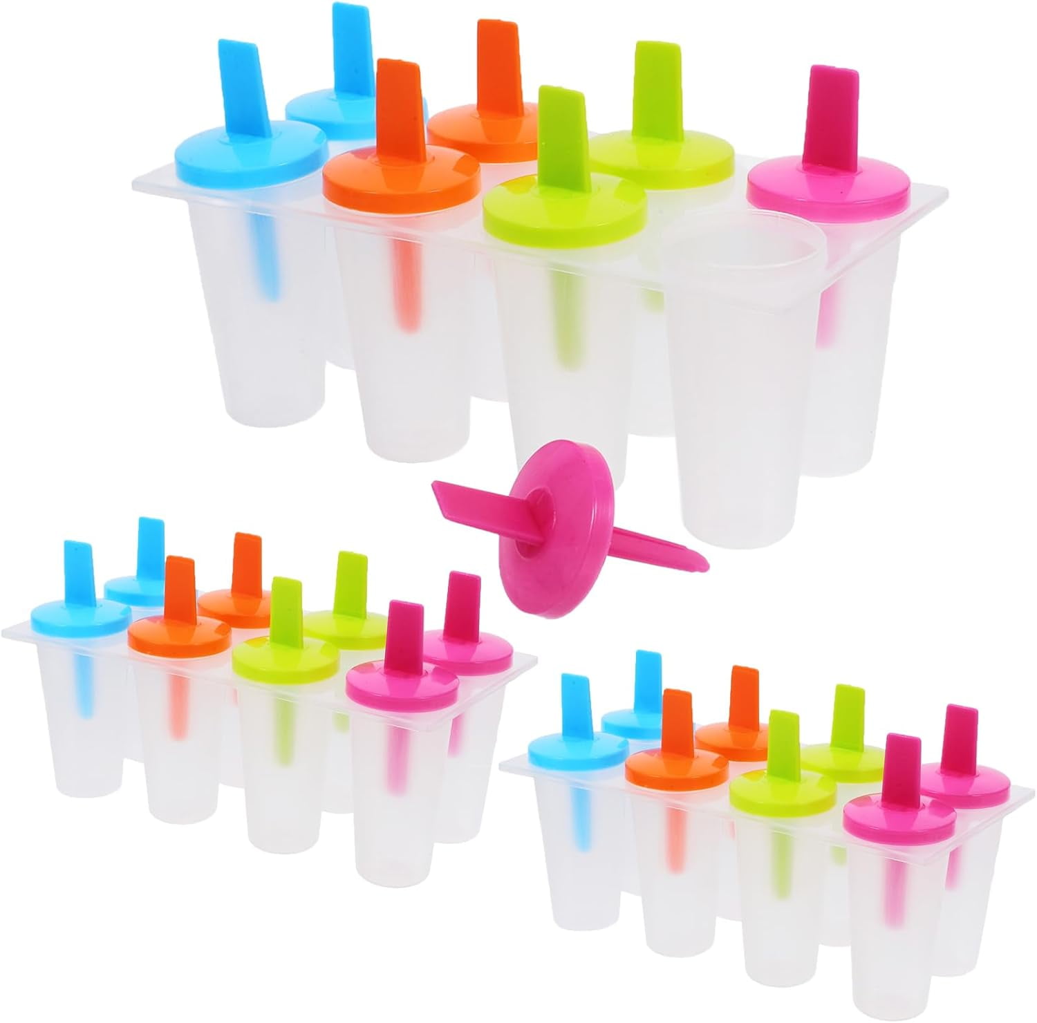 ABCISI Small Plastic Popsicle Molds: 24-cavity Reusable Homemade Ice ...