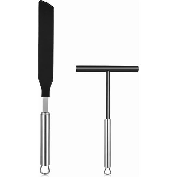 ABCISI Stainless Steel Cake Scraper and Pancake Spatula Set, 13.6 Inch ...