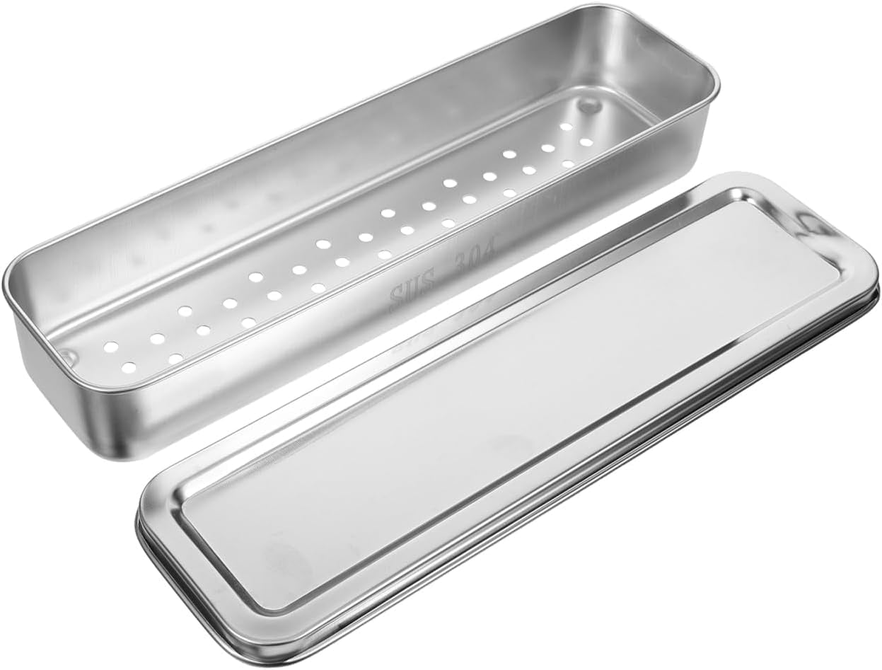 ABCISI Stainless Steel Chopstick Storage Box with Lid, 11.2 x 3.1 x 1.7 ...