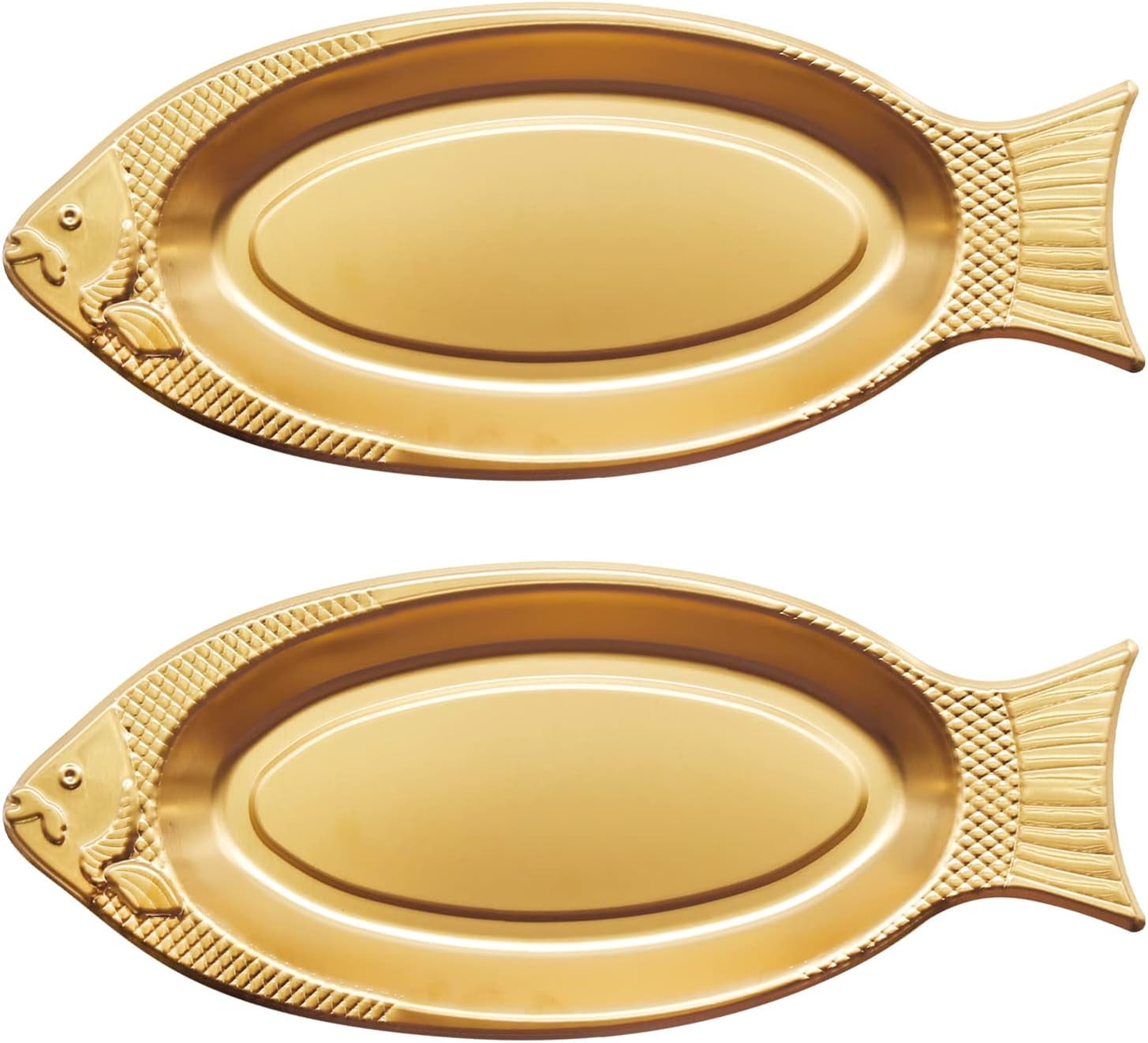 ABCISI Stainless Steel Fish Serving Platter, 2Pcs Fish Shaped Plate ...