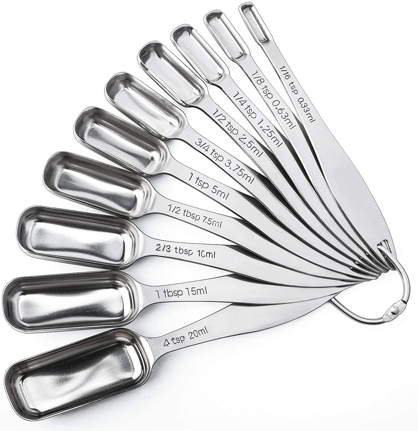 ABCISI Stainless Steel Narrow Measuring Spoons, Heavy Duty Metal ...