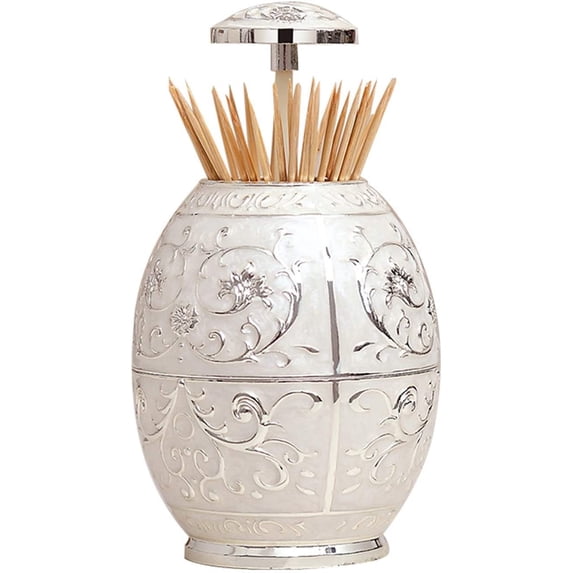 ABCISI Toothpick Holder, Royal Flower Pattern Hand Press Toothpick ...