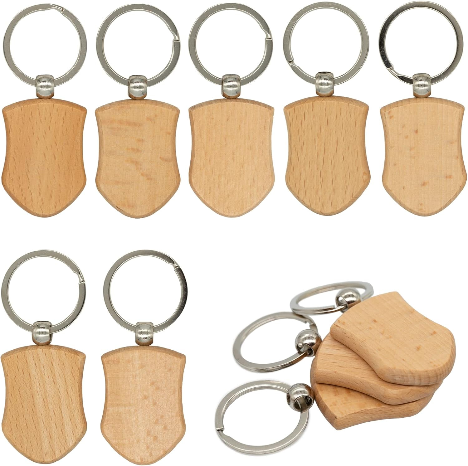 ABCISI Unfinished Blank Wooden Key Tag,Key Chain Wood Engraving Blanks ...