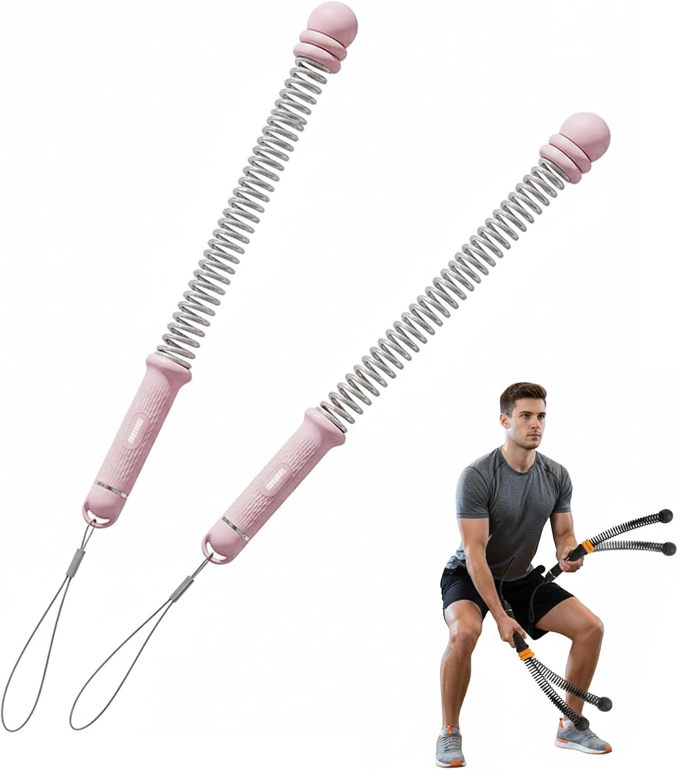ABCISI Upgraded Adjustable Ropeless Battle Ropes, Steel Spring Core ...