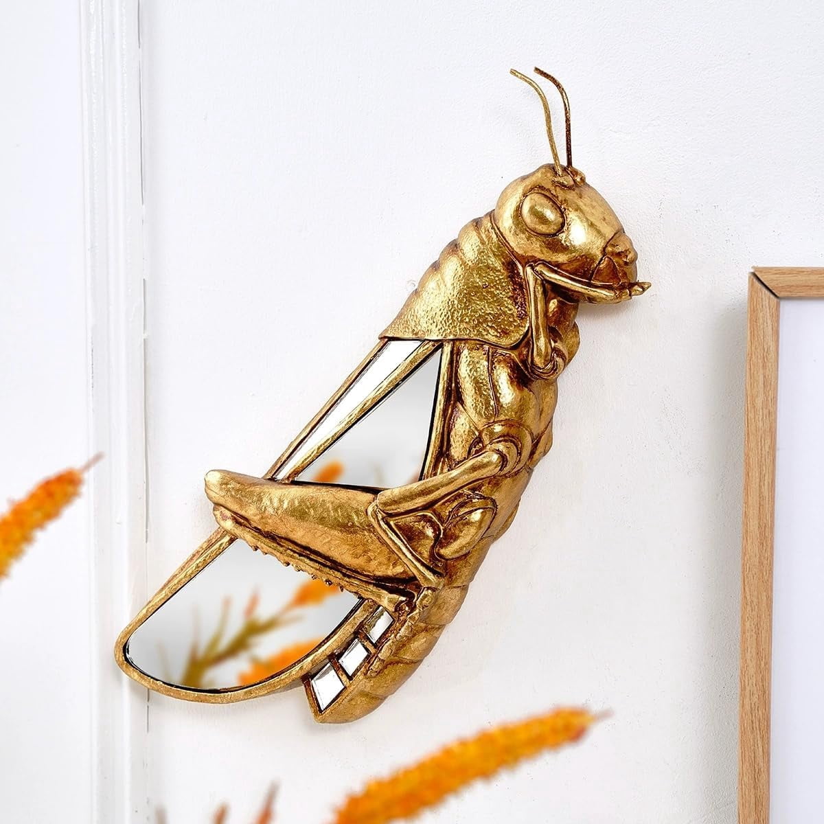 ABCISI Vintage Gold Grasshopper Dragonfly Wall Mirror Decor – Farmhouse ...