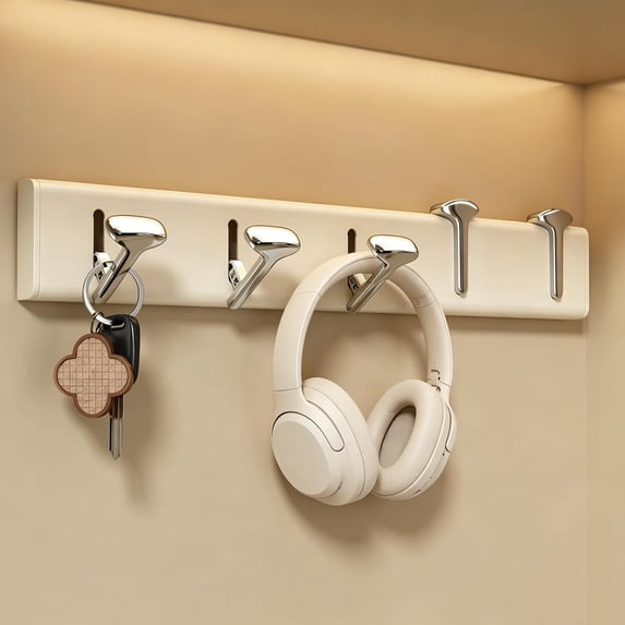 ABCISI Wall Mounted Coat Rack with Foldable Hooks, Modern Space-Saving ...