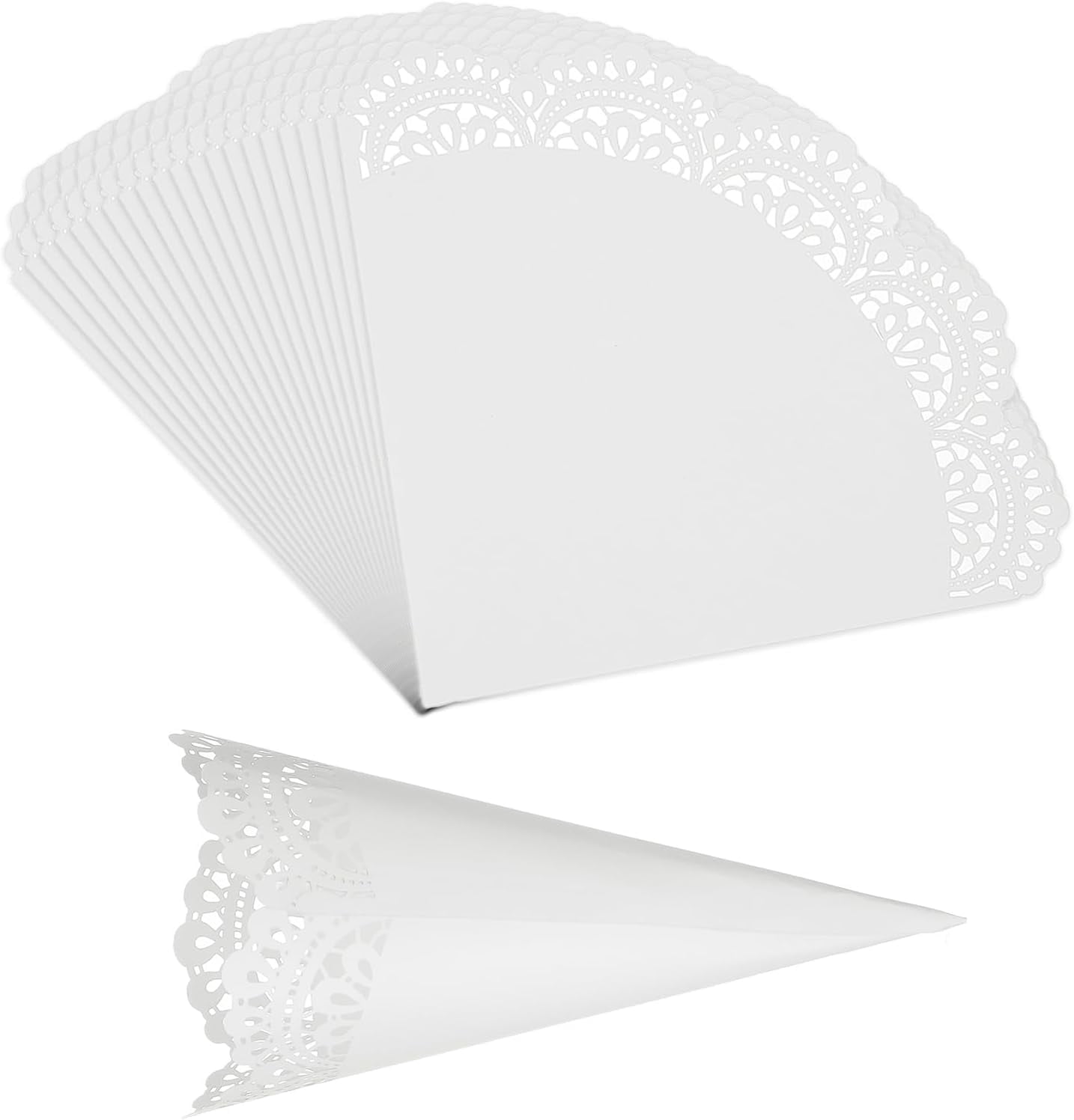 ABCISI Wedding Confetti Cones, 50 Pcs Paper Tapers Hollow Print Lace ...