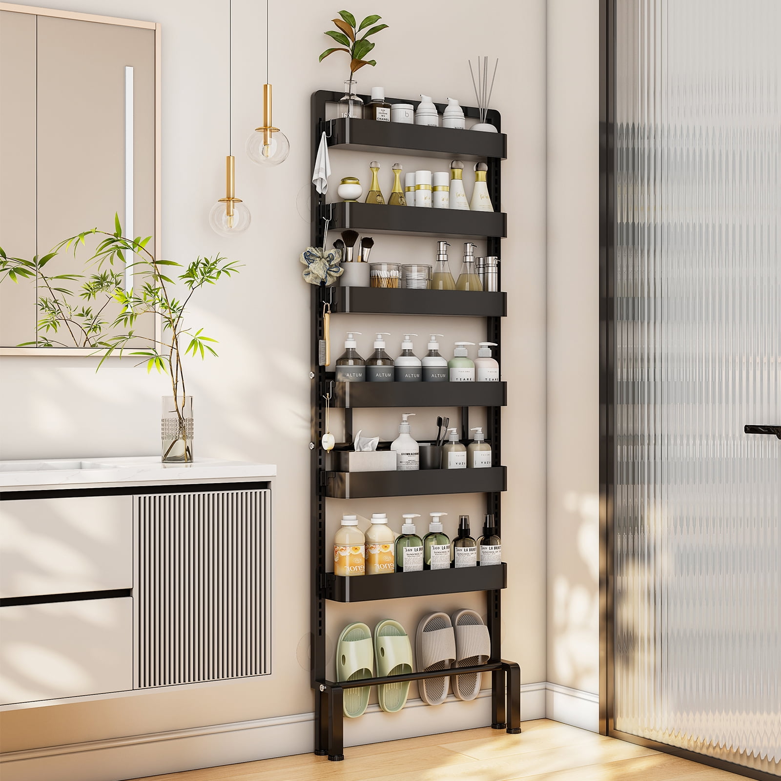 ABCOOL Behind Door Storage Organizer Rack, 6 Tier Adjustable Hanging ...