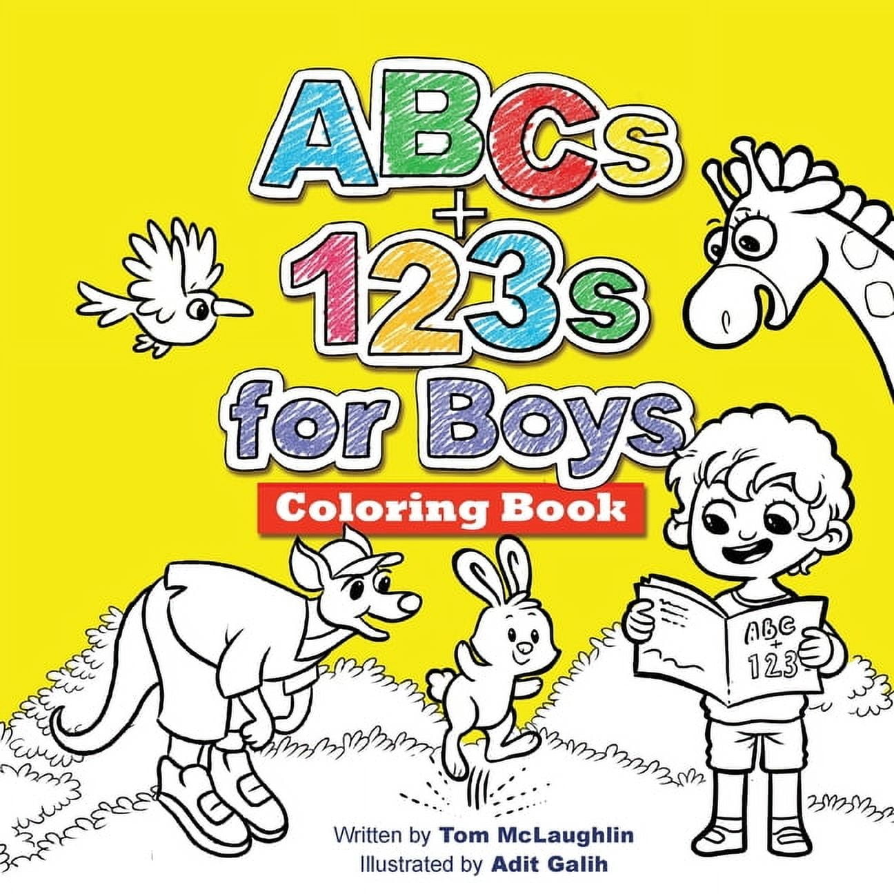 ABCs and 123s for Boys Coloring Book: Jumbo pictures. Hours of fun ...