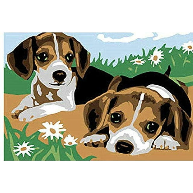 ABEUTY Paint by Numbers for Kids, Two Dogs, Puppy Puppies Animals ...