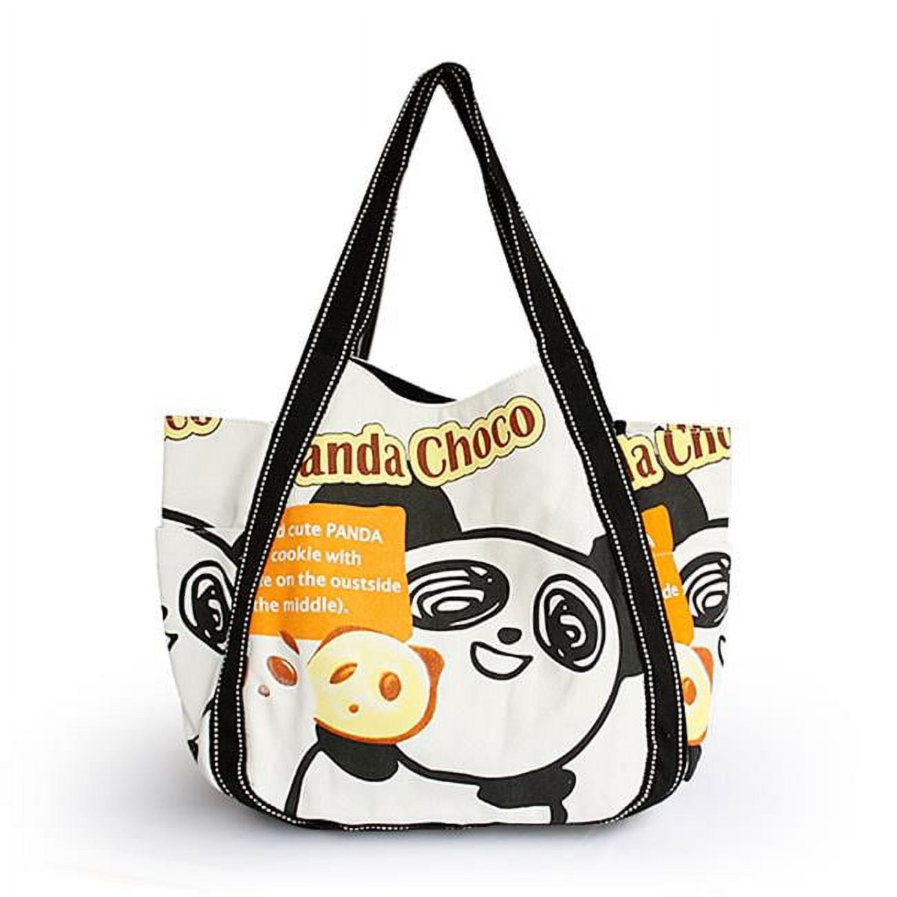 ABH-04041 Panda Choco Eco Canvas Shoulder Tote Bag / Shopper Bag ...