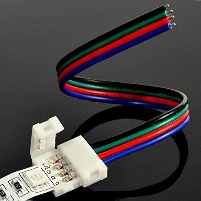 ABI 10mm Solderless 4-Wire Connector Clip for 5050 RGB LED Strip Light ...