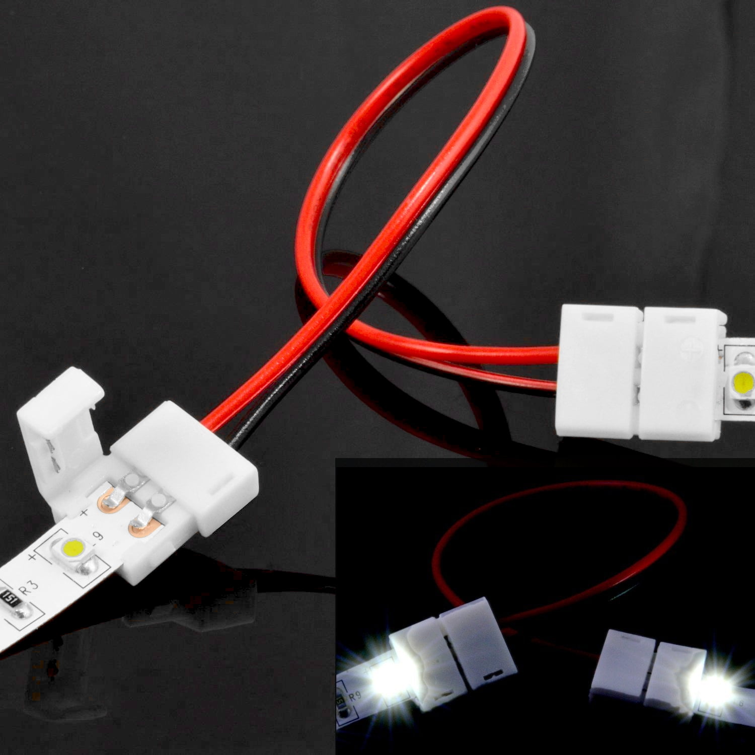 ABI 8mm 6-Inch 2-wire Solderless Flexible Coupler for 3528 LED Strip ...