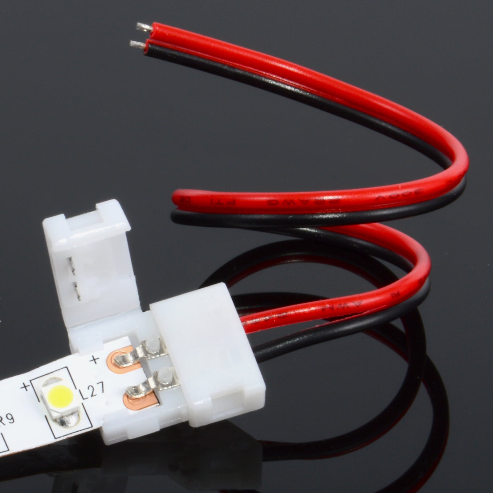 ABI 8mm Solderless 2-Wire Connector Clip for 3528 LED Strip Light Power ...