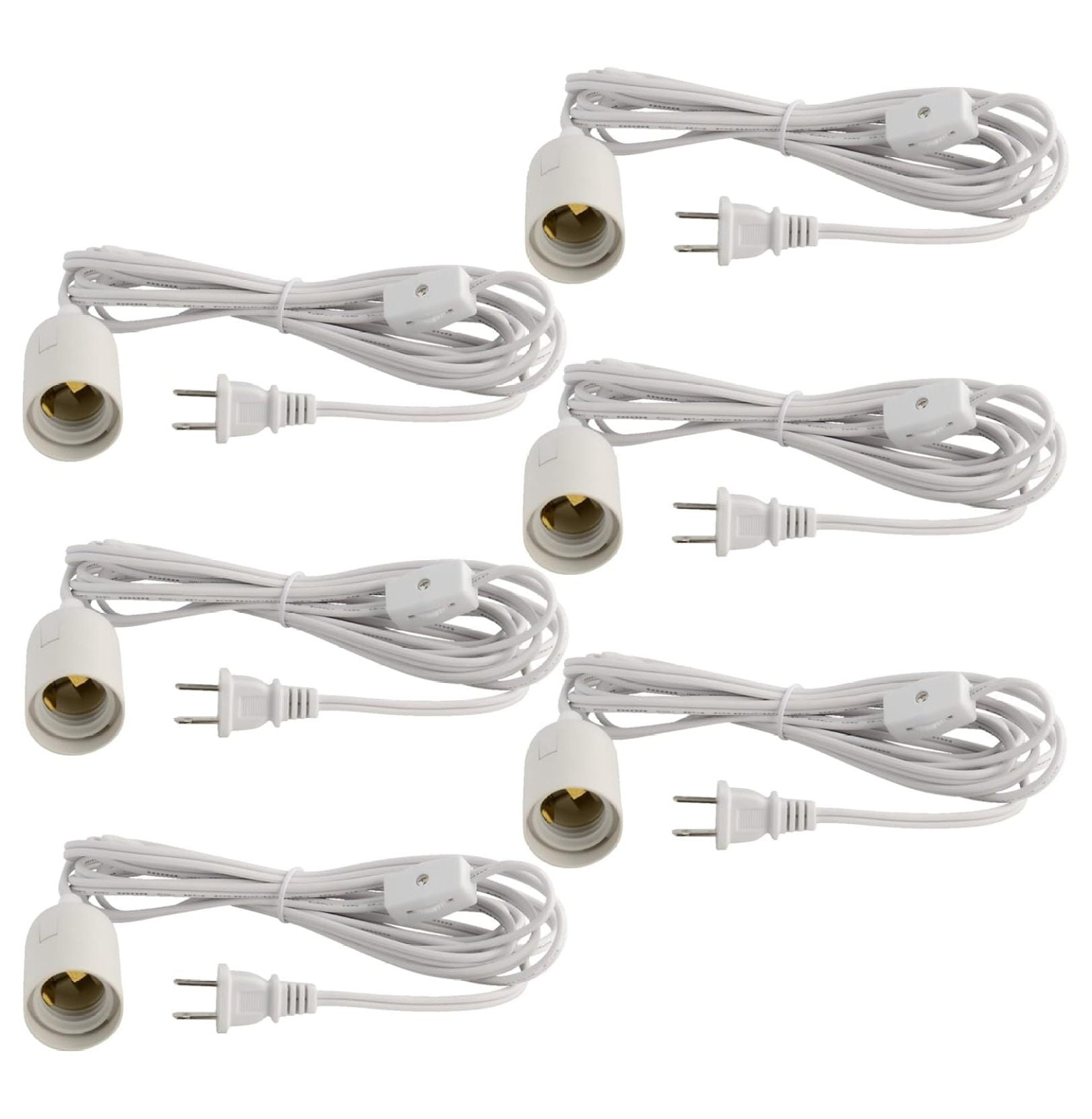 ABI E26 Light Bulb Socket to 2-Prong US Power Cord Adapter with On/Off ...