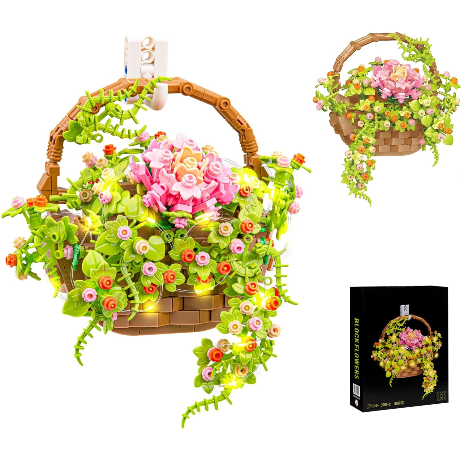 ABIDE 691Pcs Flower Bouquet Building Set - Artificial Flowers Blaket ...
